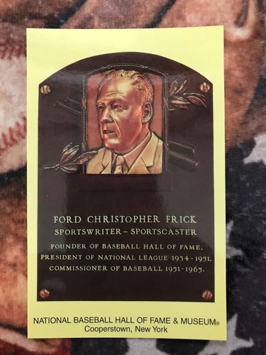 Ford Frick Postcard- Baseball Hall of Fame Induction Plaque- Photo ...