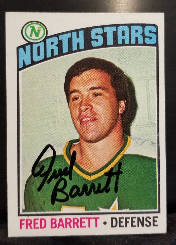 1976-77 Topps signed FRED BARRETT 249 NORTH STARS IN PERSON VINTAGE ...