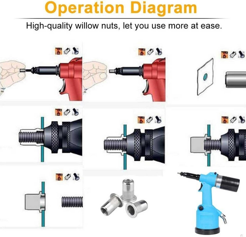 5 Sizes Rivet Nuts M5 1/4“-20 Zinc Steel Flat Head Rivnut Threaded ...