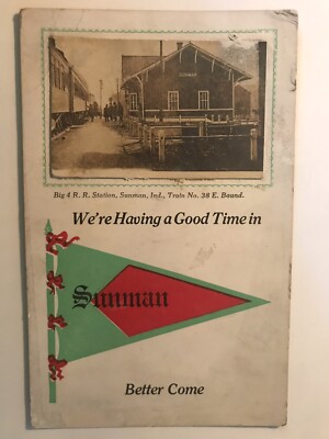 IN Sunman Indiana RPPC Real Photo Big 4 Railroad Train Station Depot ...