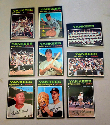 Lot of 9 1971 Topps NY. YANKEES vintage cards, FRITZ PETERSON, BOBBY ...