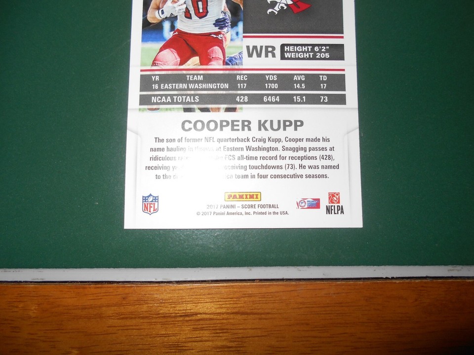 sprts 2017 Score Cooper Kupp Rookie Black Card # 416 RARE RARE RARE ...