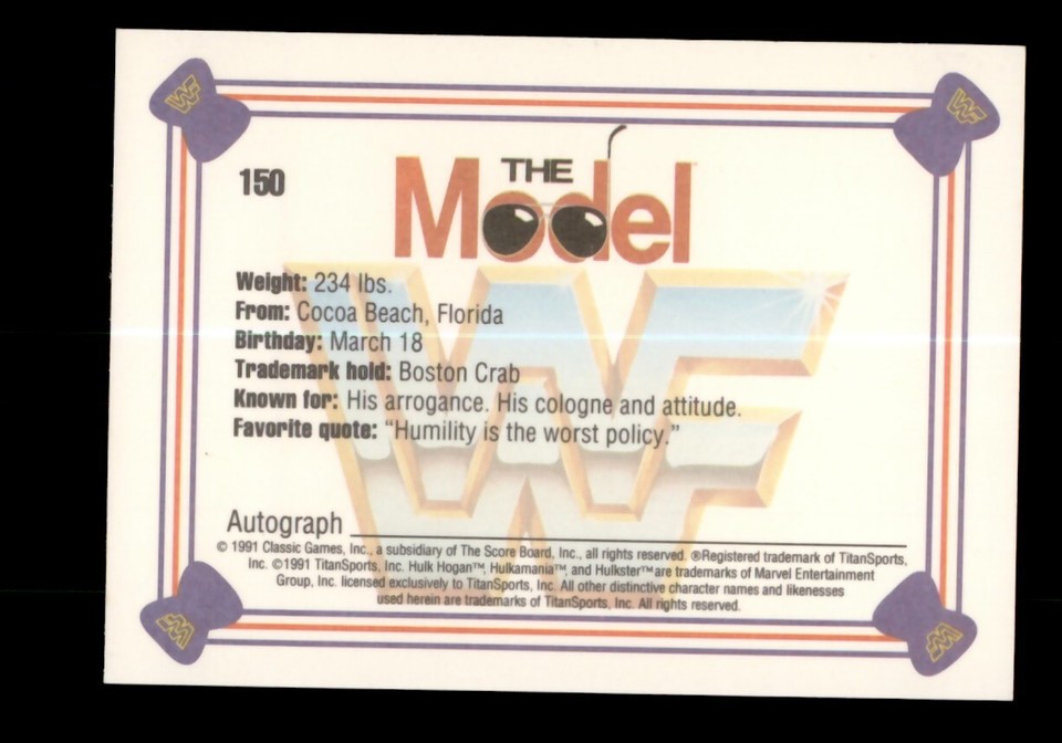 1991 CLASSIC WWF #150 THE MODEL RICK MARTEL WRESTLING | eBay