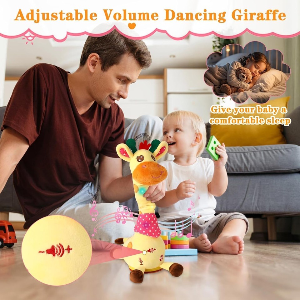Volume Control Singing Dancing Giraffe Toy Repeating Baby Toys,Talking ...