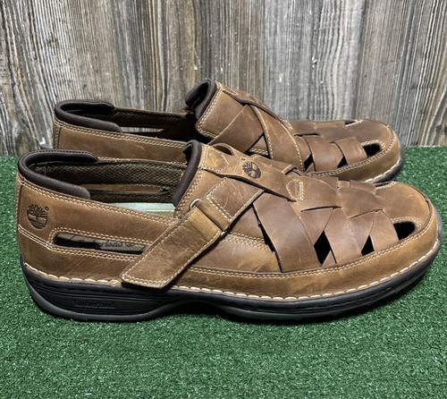 Timberland Sandals Mens Size 13M Fisherman Brown Leather Hoop & Loop ...