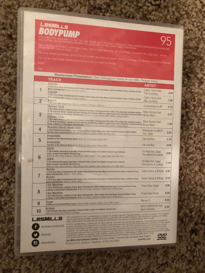 Les Mills BODYPUMP 95 music, DVD, notes body pump Partial kit | eBay