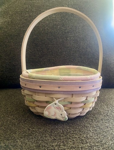 Longaberger 2001 WHITEWASHED SMALL EASTER Basket + Protector + Pastel Liner | eBay