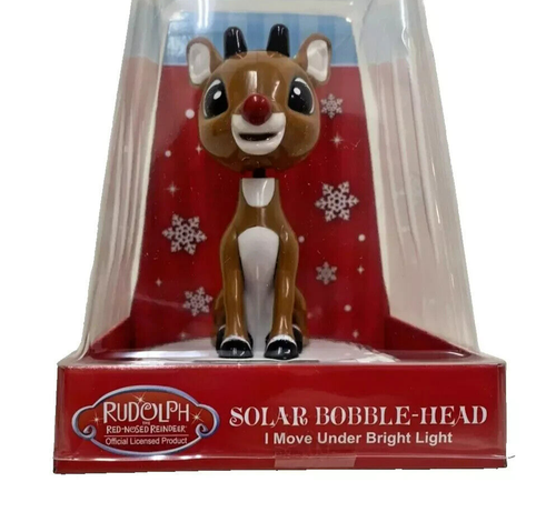 RUDOLPH THE RED NOSED REINDEER SOLAR POWERED BOBBLE HEAD CHRISTMAS NEW ...
