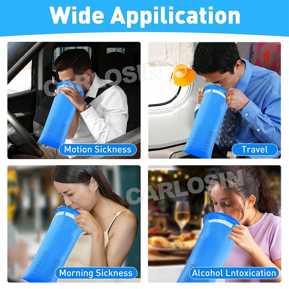 50 Sick Bags Vomit Bags Emesis Calibrated 1 Litre Infection Control ...