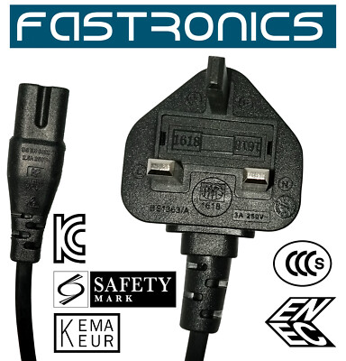 Figure 8 Power Cable UK Plug to C7 Lead for LED TV Samsung/LG Black ...