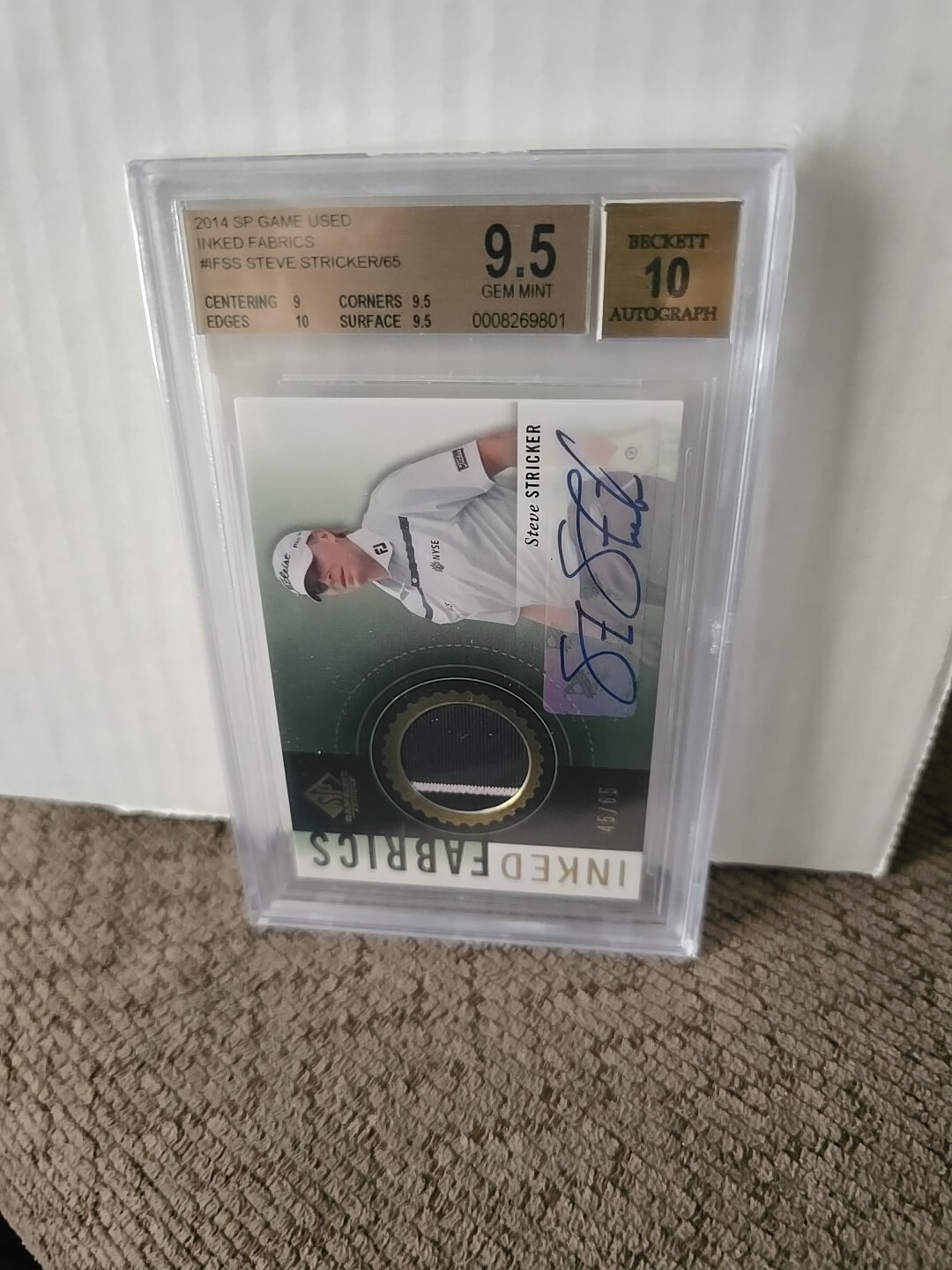 Steve Stricker 2014 SP Game Used Inked Fabrics BGS 9.5 10 AUTOGRAPH PGA ...