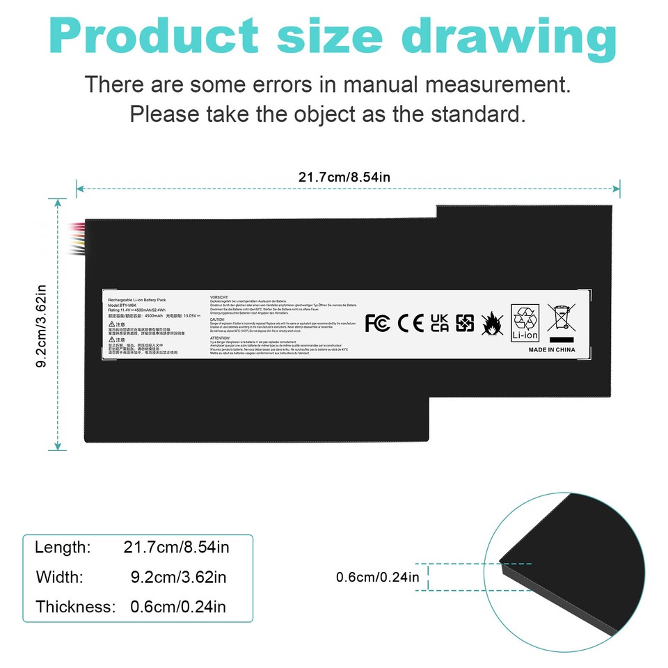 Battery for MSI GF75 Thin 3RD 8SC 8RD 8RC 8RX 9SC GF65 GS73 8RF BTY-M6K ...