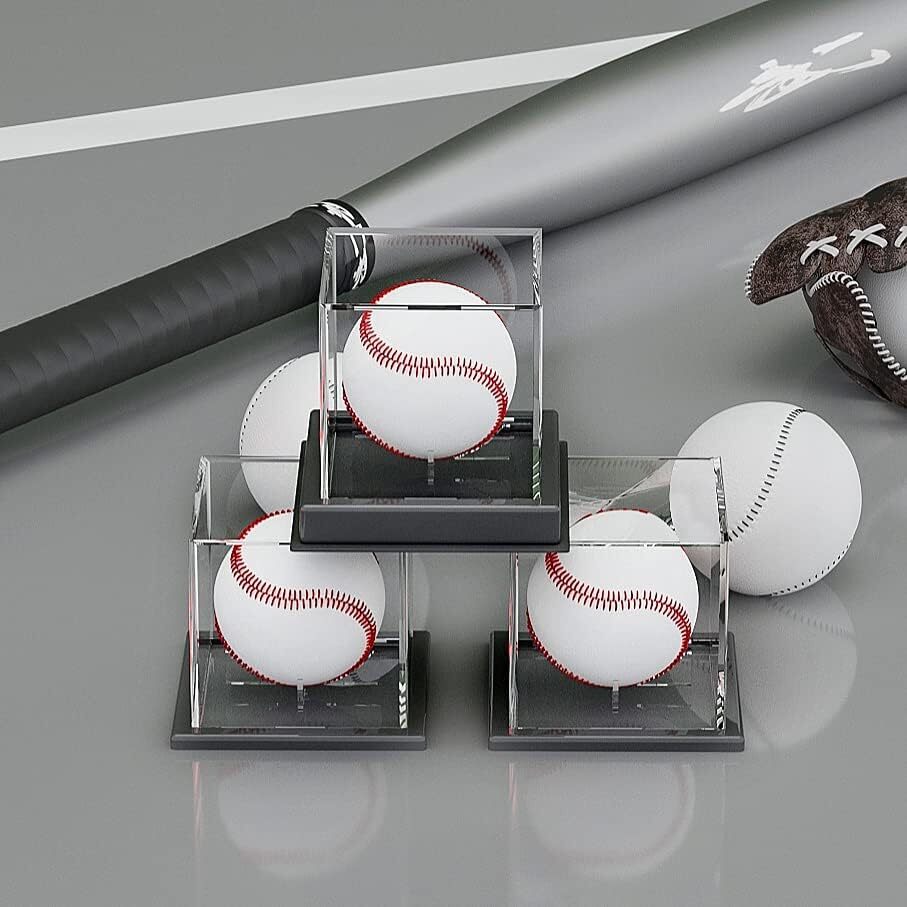 2x UV Protected BASEBALL HOLDER STAND Ball Display Case Acrylic Cube ...