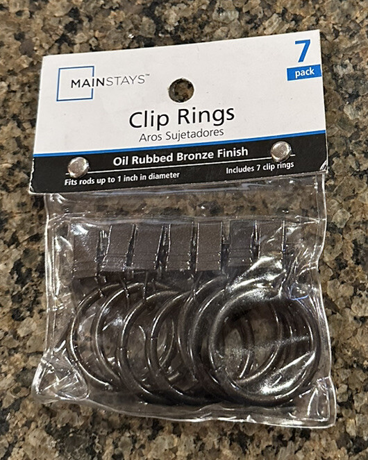 Mainstays Curtain Clip Rings Oil Rubbed Bronze MS12-014-011-08 Fits 1 ...