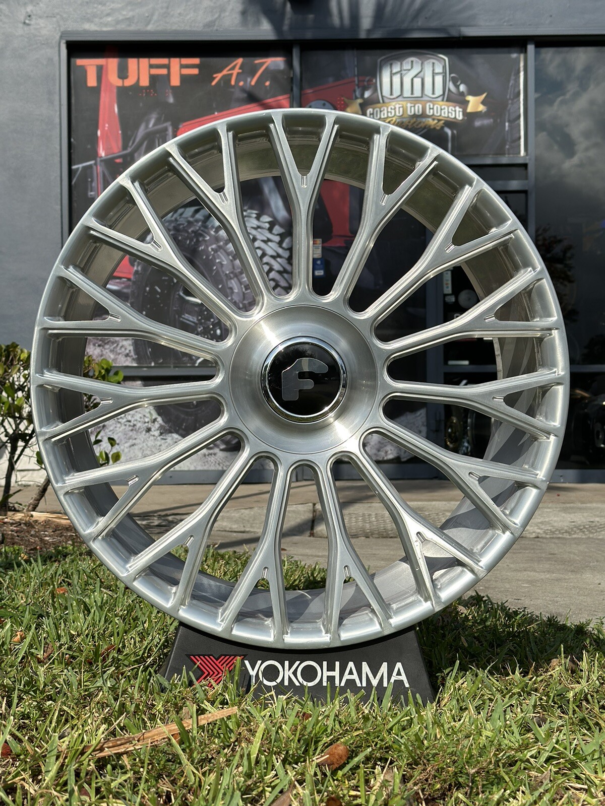 24" FORGIATO NB-6BRUSHED FINISH XL FLOATING CAP MULTI SPOKE WHEELS ONLY ...