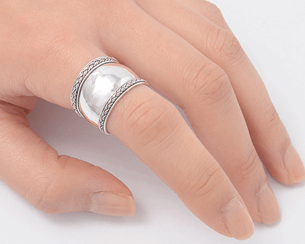 Bali Design Ring Genuine Solid Sterling Silver 925 Face Height 16 mm ...