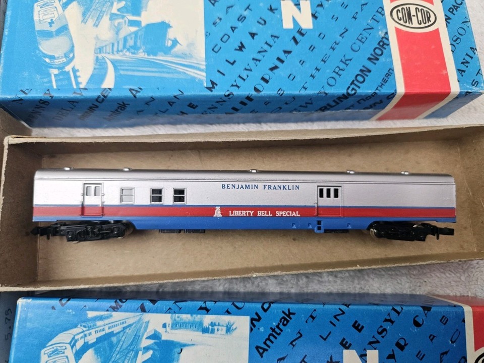 CON-COR LIBERTY BELL SPECIAL CENTENNIAL TRAIN SET 6 CARS 2 ENGINES N ...
