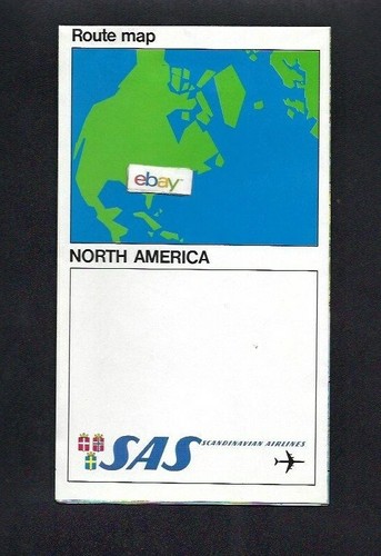 SAS SCANDINAVIAN AIRLINES NORTH ATLANTIC & POLAR ROUTE MAP 1970'S | eBay