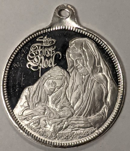 1/2 oz .999 Fine Silver Christmas Ornament ~ The First Noel ~ Art Round ...