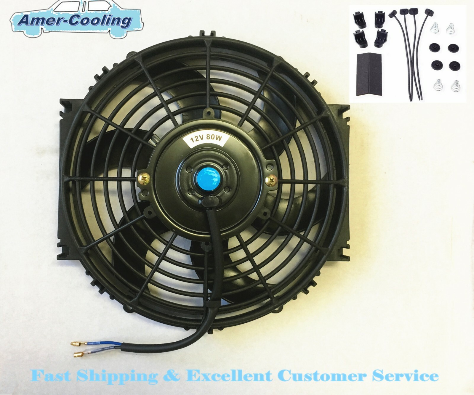 10''inch Fan Universal Electric Radiator Cooling Slim Push Pull ...