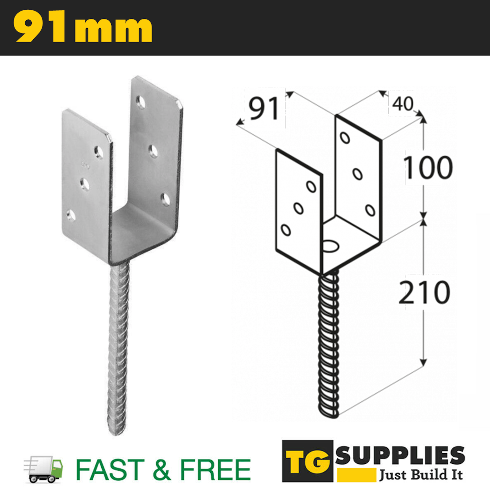 Heavy Duty Galvanised Concrete In U Shape Post Support Base Bracket ...