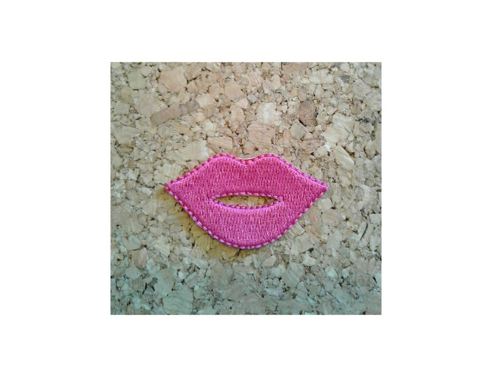 Lips - Kiss - Love - Cosmetics - Fashion - Pink Embroidered Iron On ...