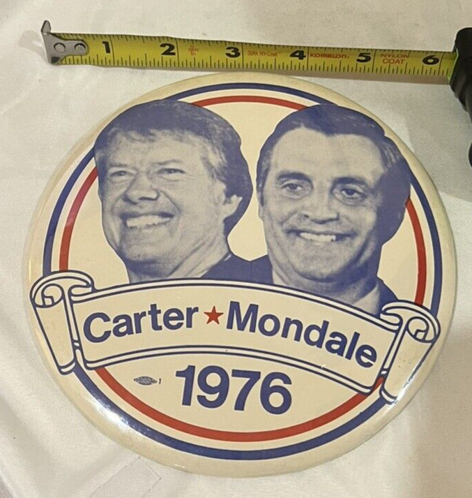 1976 JIMMY CARTER MONDALE 6" campaign pin pinback button political ...