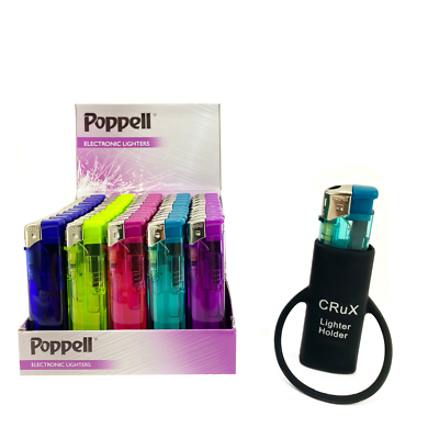 Poppell Electronic Lighters x 50 including Free lighter Holder | eBay