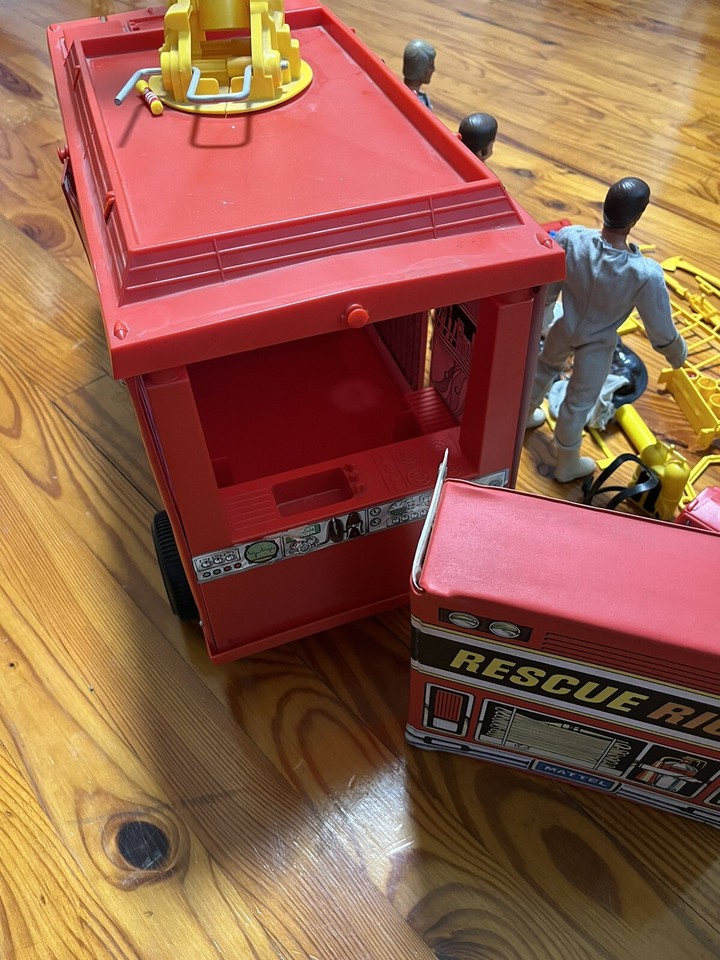 3 Big Jim Mattel Jeff Fire Fighter Rescue Rig Emergency Hazmat Suit ...