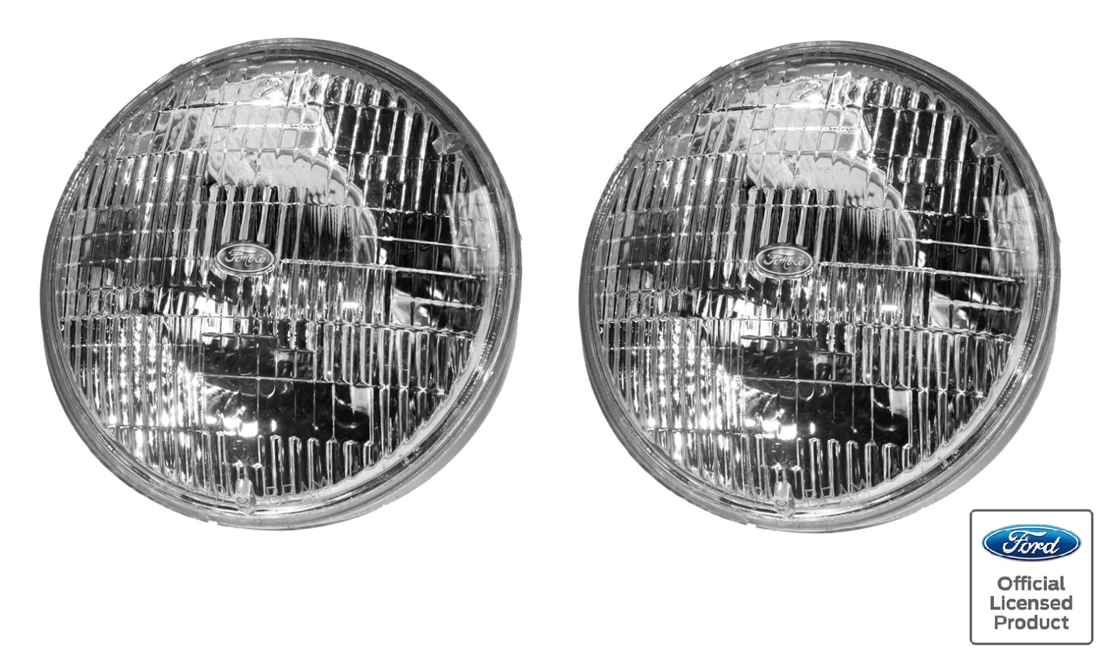 Pair 7" Inch Halogen Sealed Beam Headlights Headlamps w/ Stamped Ford ...