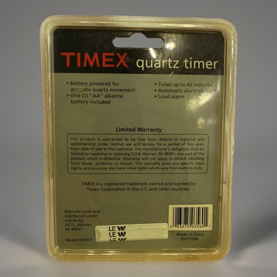 Retro 1990s TIMEX Quartz Kitchen Timer Uses 1 AA Battery New In Package ...