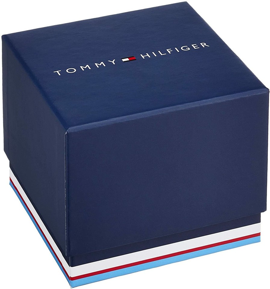 Tommy Hilfiger 1791138 Silver Tone White Dial Black Leather Band Mens ...