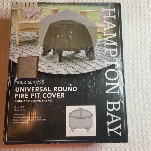 Hampton Bay Waterproof Outdoor Round Fire Pit Cover All Weather ...