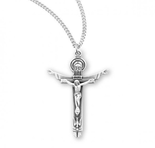 Sterling Silver Holy Trinity Crucifix Features 18in Long chain | eBay
