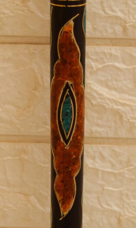 Ebony Wood Walking Cane, Handmade 36" Malachite and Amber Inlay Stick ...
