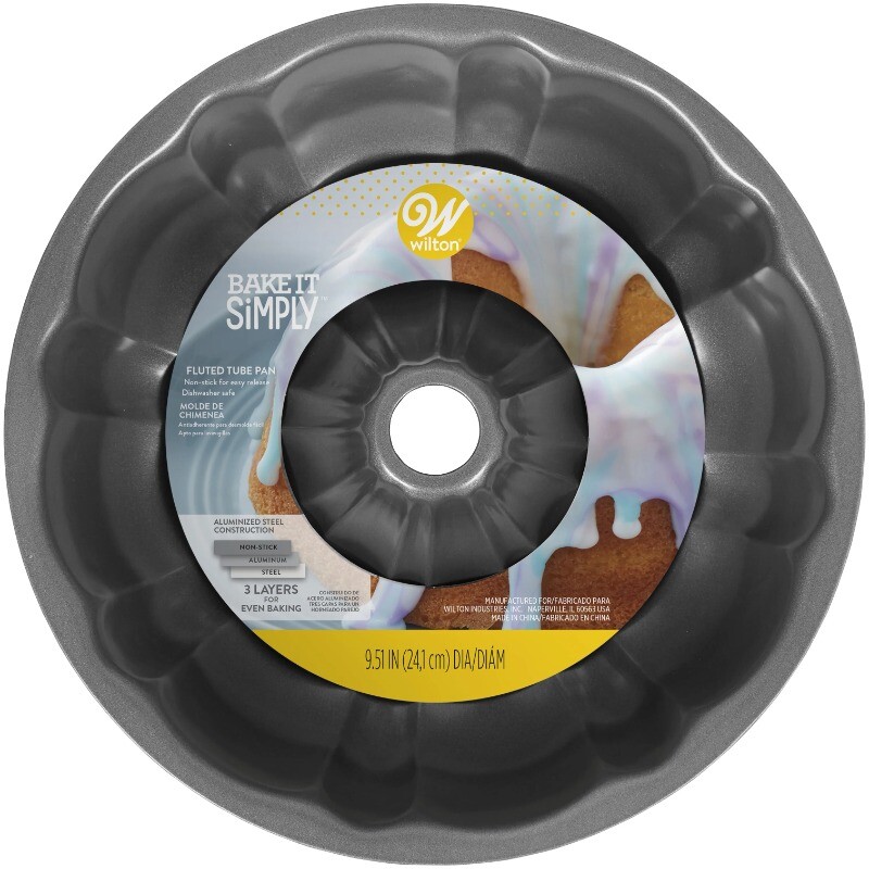 Wilton Bake It Simply Non-Stick Bundt Cake Pan 9.51" Fluted Tube Baking ...