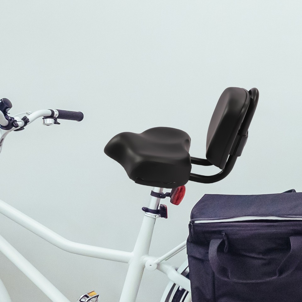 Bike Saddle Seat + Backrest Bicycle Extra Wide Comfort Leather Cushion ...
