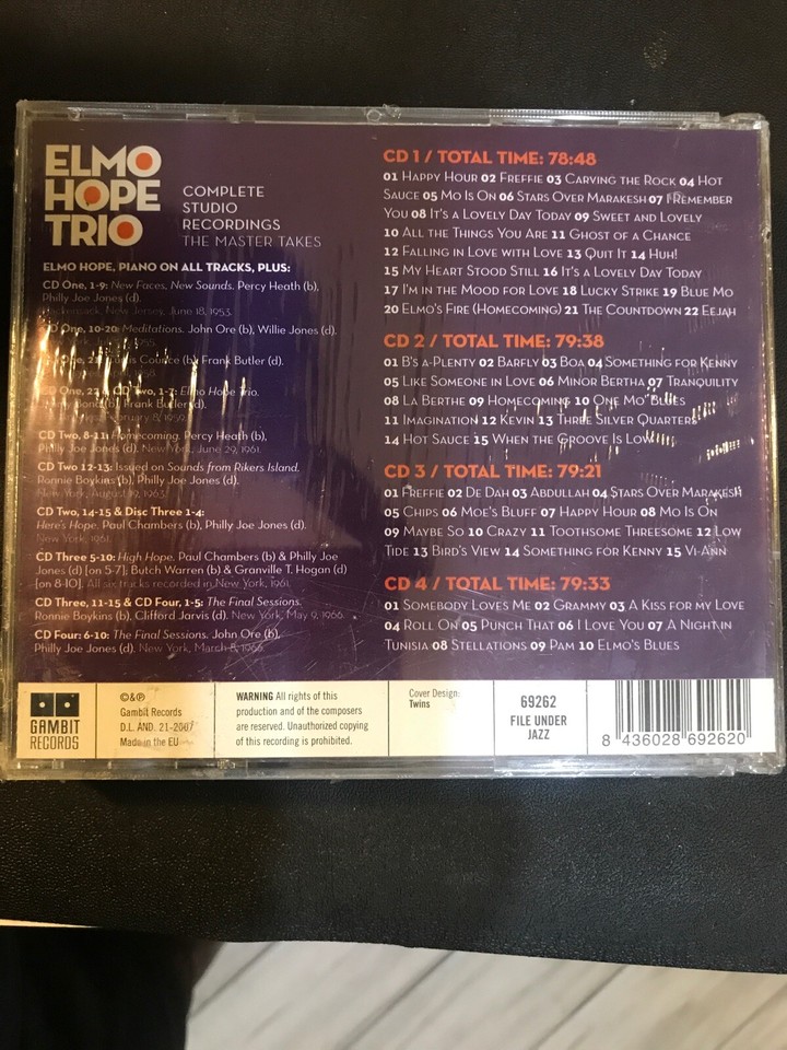 Elmo Hope Trio Complete Studio Recordings 4CD | eBay