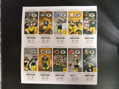 L#C73b 2021 Green Bay Packers commemorative ticket sheet, 10 game ...