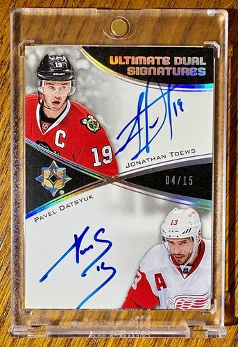 2015-16 UD ULTIMATE DUAL SIGNATURES PAVEL DATSYUK / JONATHAN TOEWS AUTO ...
