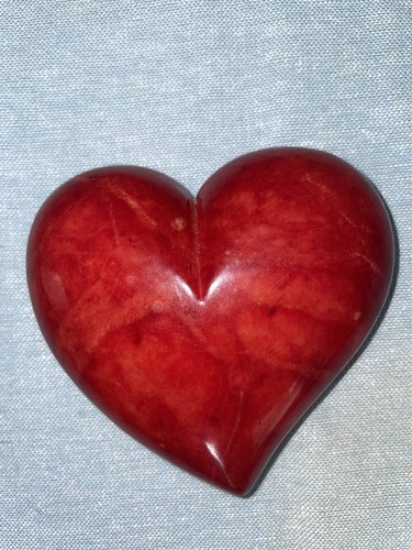 Vintage Italian Hand-Carved Red Alabaster Heart by Ducceschi – Made in ...