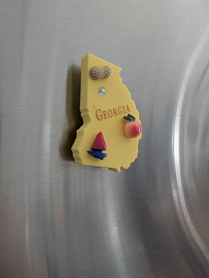 Clay Critters magnet GEORGIA yellow state shaped fridge souvenir made ...
