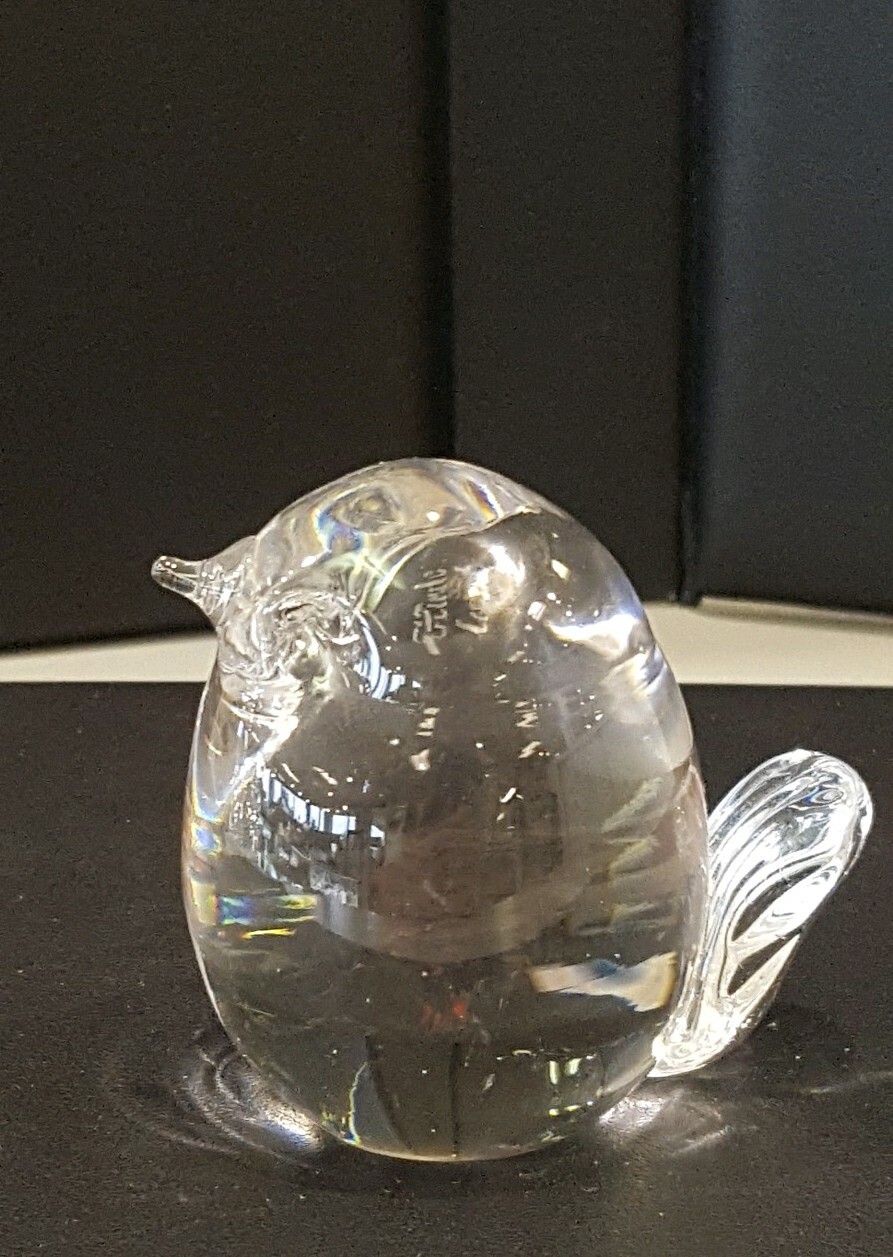 Vintage Hadeland Norway Crystal Glass Bird Paperweigh Signed On Bottom ...