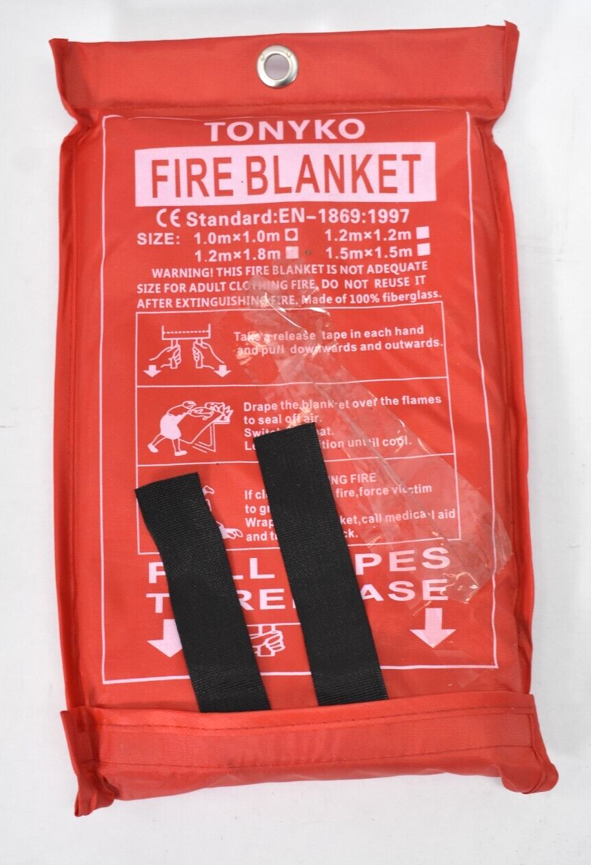 Tonyko Premium Fire Blanket 1.0m x 1.0m 1869:1997 Home Office Emergency ...