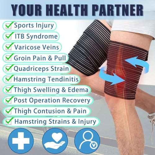 Hamstring & Thigh Compression Wraps, Adjustable Thigh Compression 2 Pcs ...