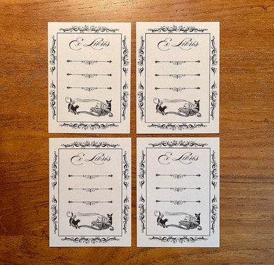 Ex Libris Bookplate Sticker BOOKS & CATS Sketchbook Label Junk ...