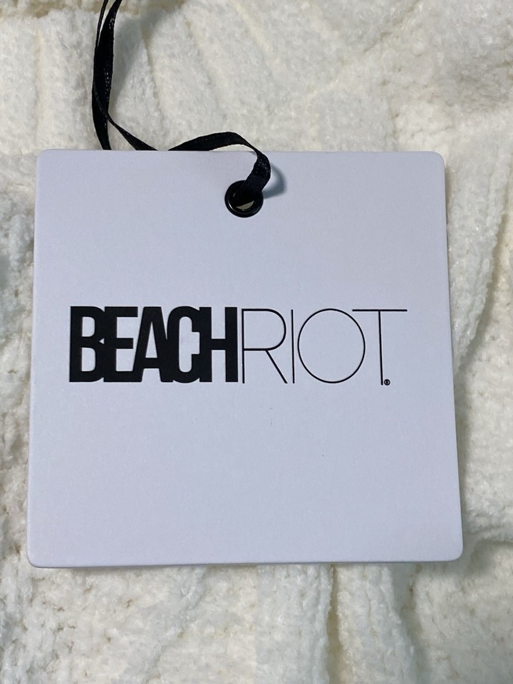 Beach Riot Sz L Cream Soft Cable Knit Callie Crew Neck Boxy Fit Sweater ...