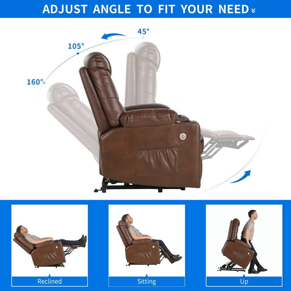 Elderly Power Lift Chair Massage Recliner Auto Electric Sofa Heat ...