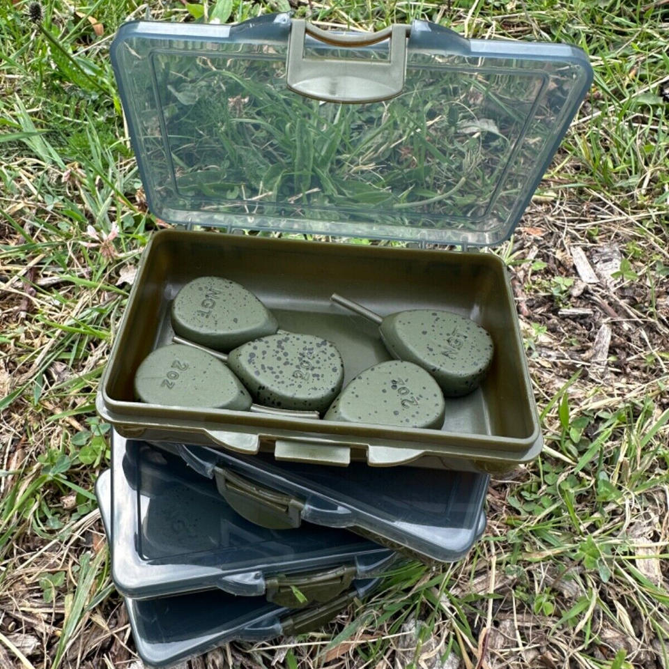 NGT INLINE LEADS CARP FISHING WEIGHTS x 5 IN BIT BOX GREEN COATED 1.1 ...