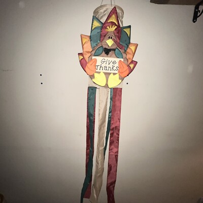 Thanksgiving -Give Thanks -Turkey Windsock Porch Holiday Decoration 45 ...